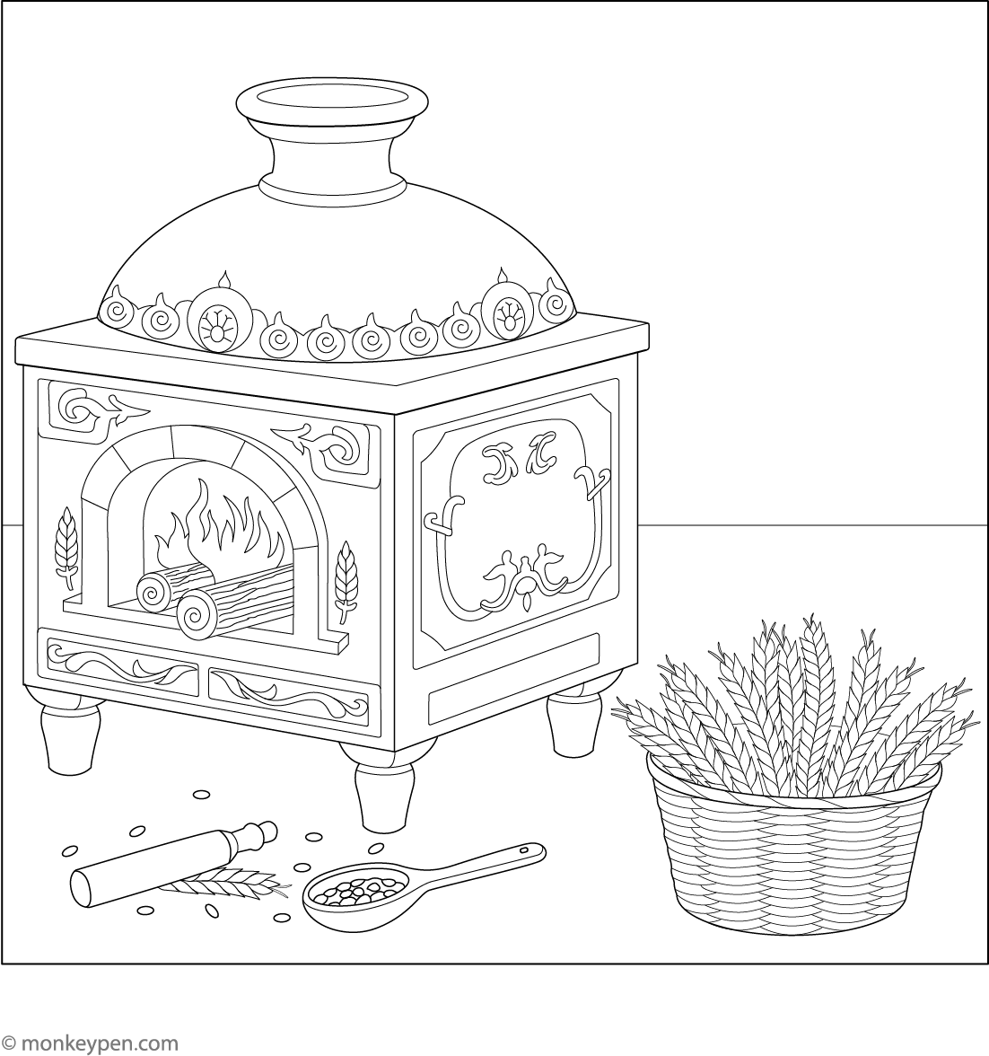 Traditional Oven Coloring Page