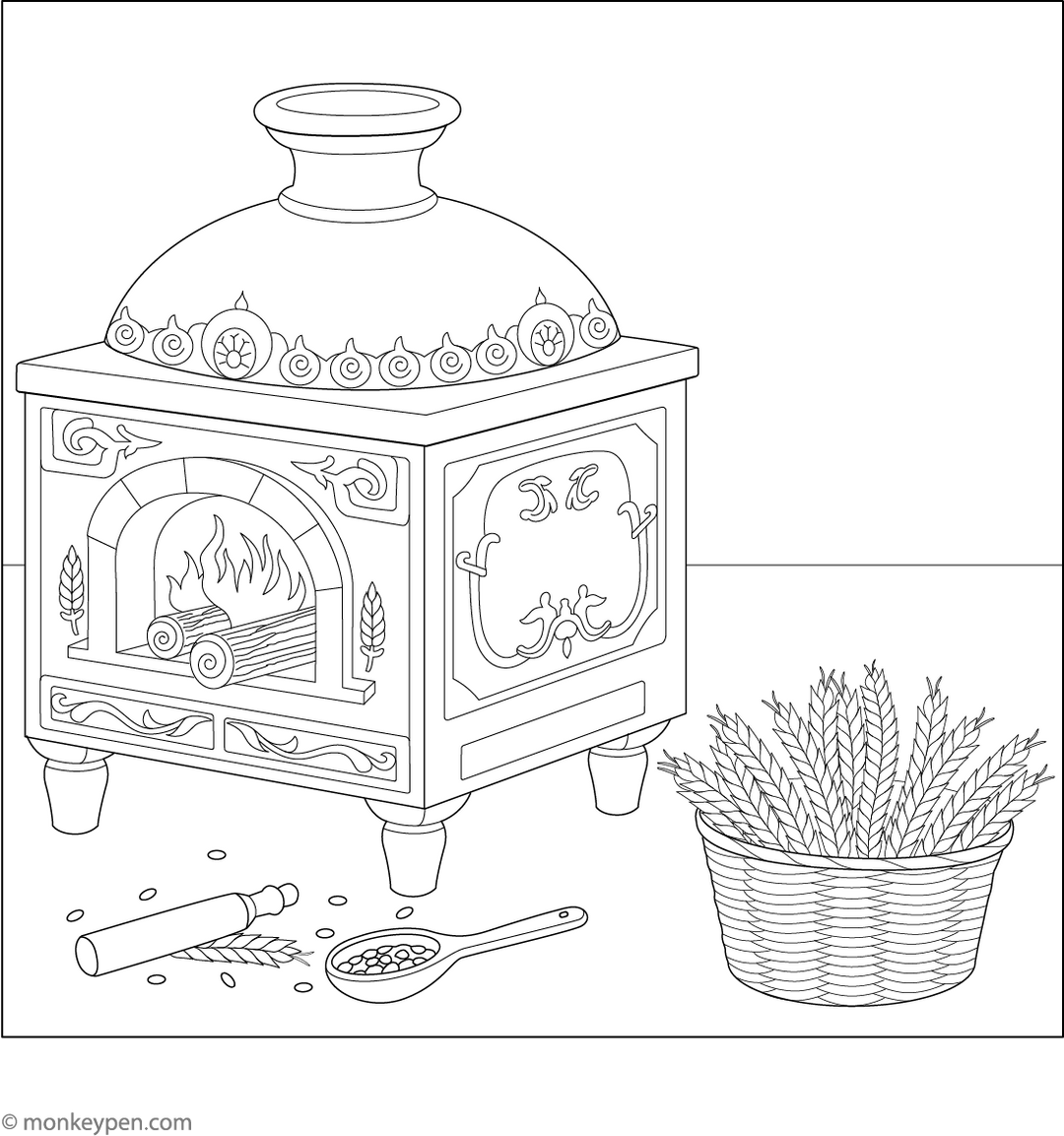 Traditional Oven Coloring Page