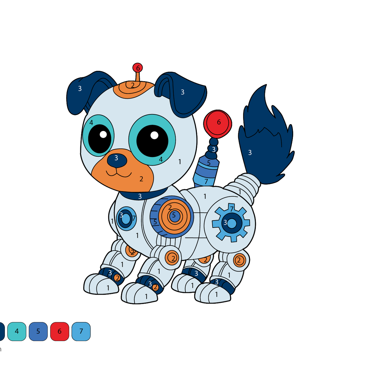 Robot Dog | Free Color by Number Pages to Download