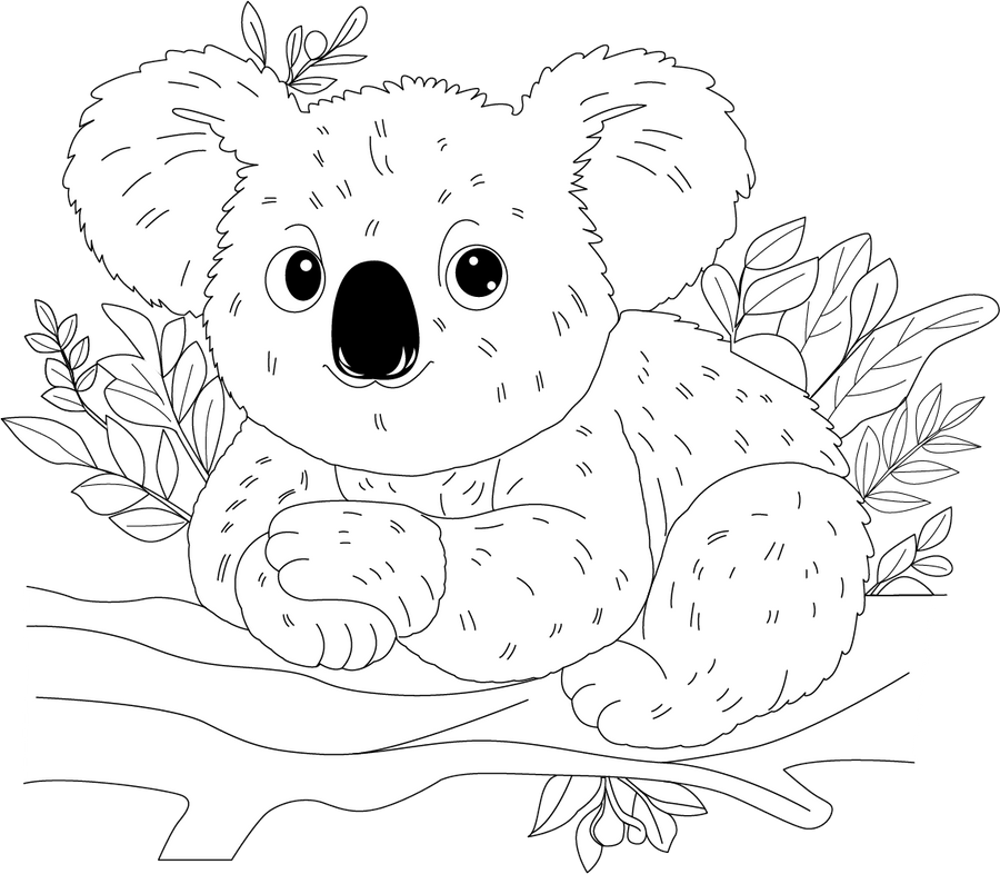 Koala Coloring Page For Children