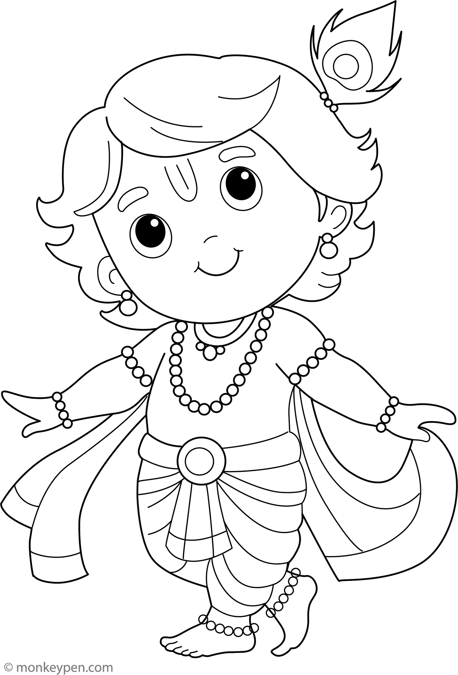 Free Cute Krishna Coloring Page – Printable for Kids