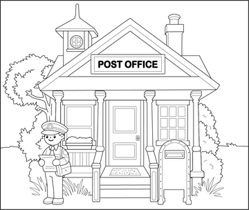 Post Office Coloring Page – Educational Printable for Kids