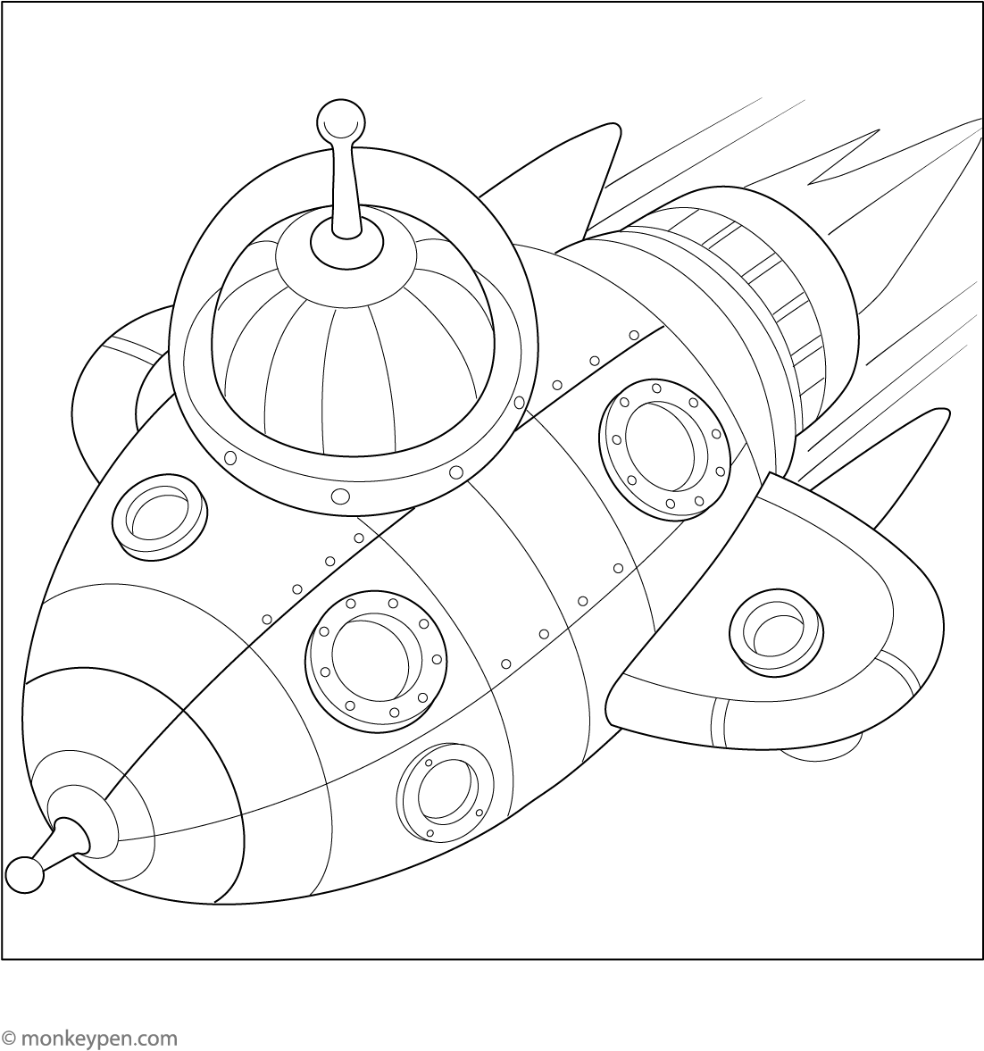 Spaceship Coloring Page – Fun Space Adventure for Kids