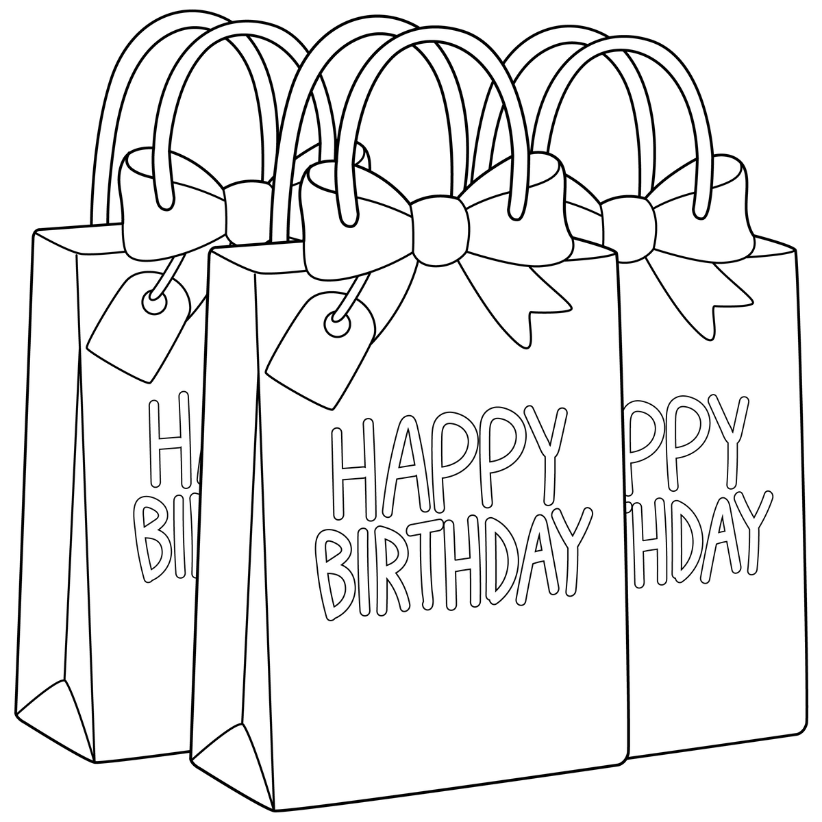 Birthday Goody Bags Coloring Sheet