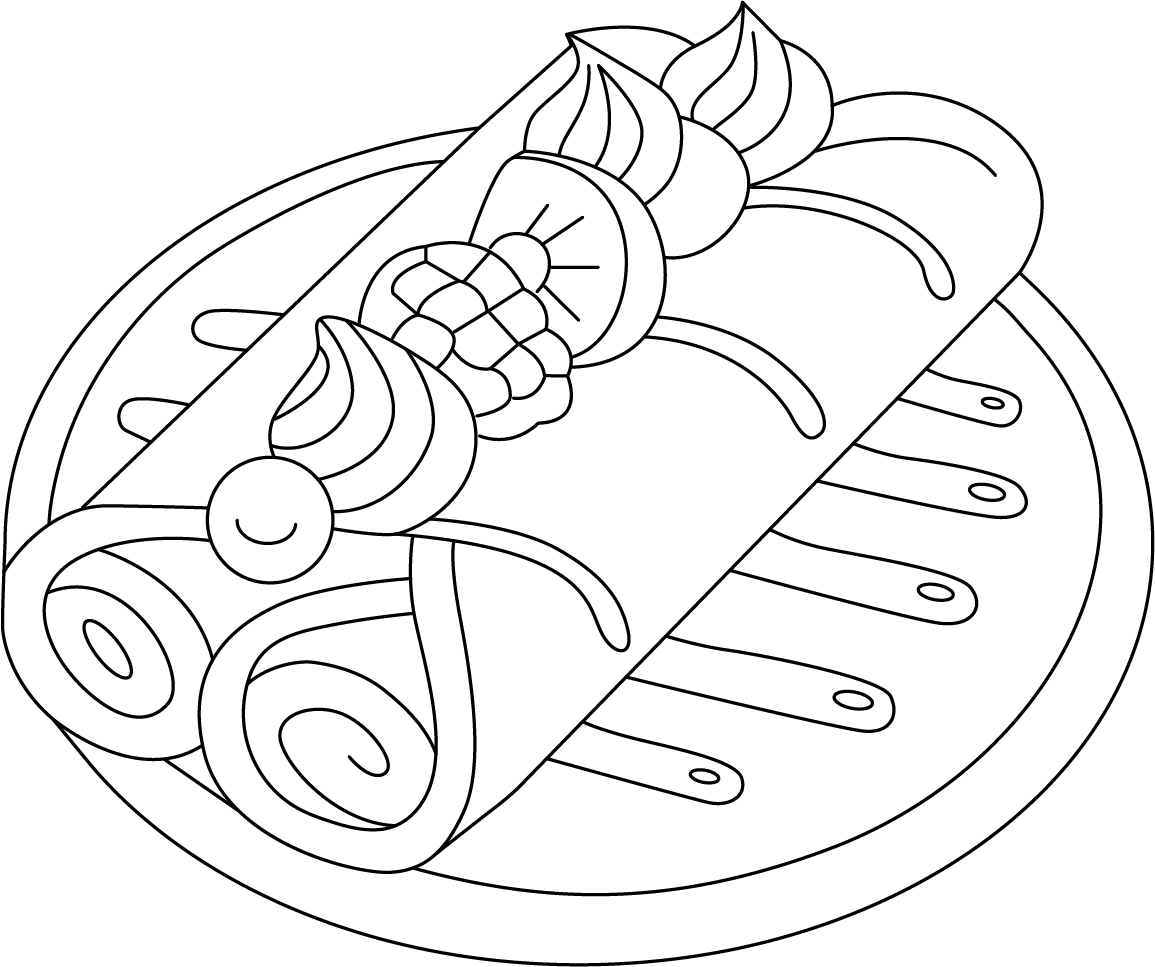 Fruit Crepe Coloring Page – Printable PDF for Kids