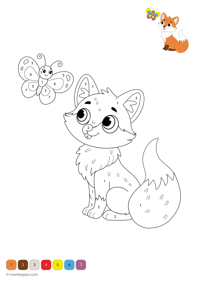 Fox Color by Number – Downloadable Sheets for Kids