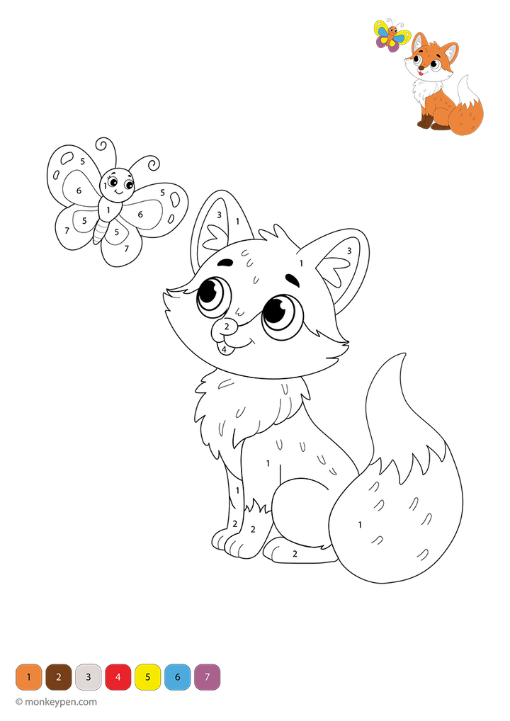 Fox Color by Number – Downloadable Sheets for Kids