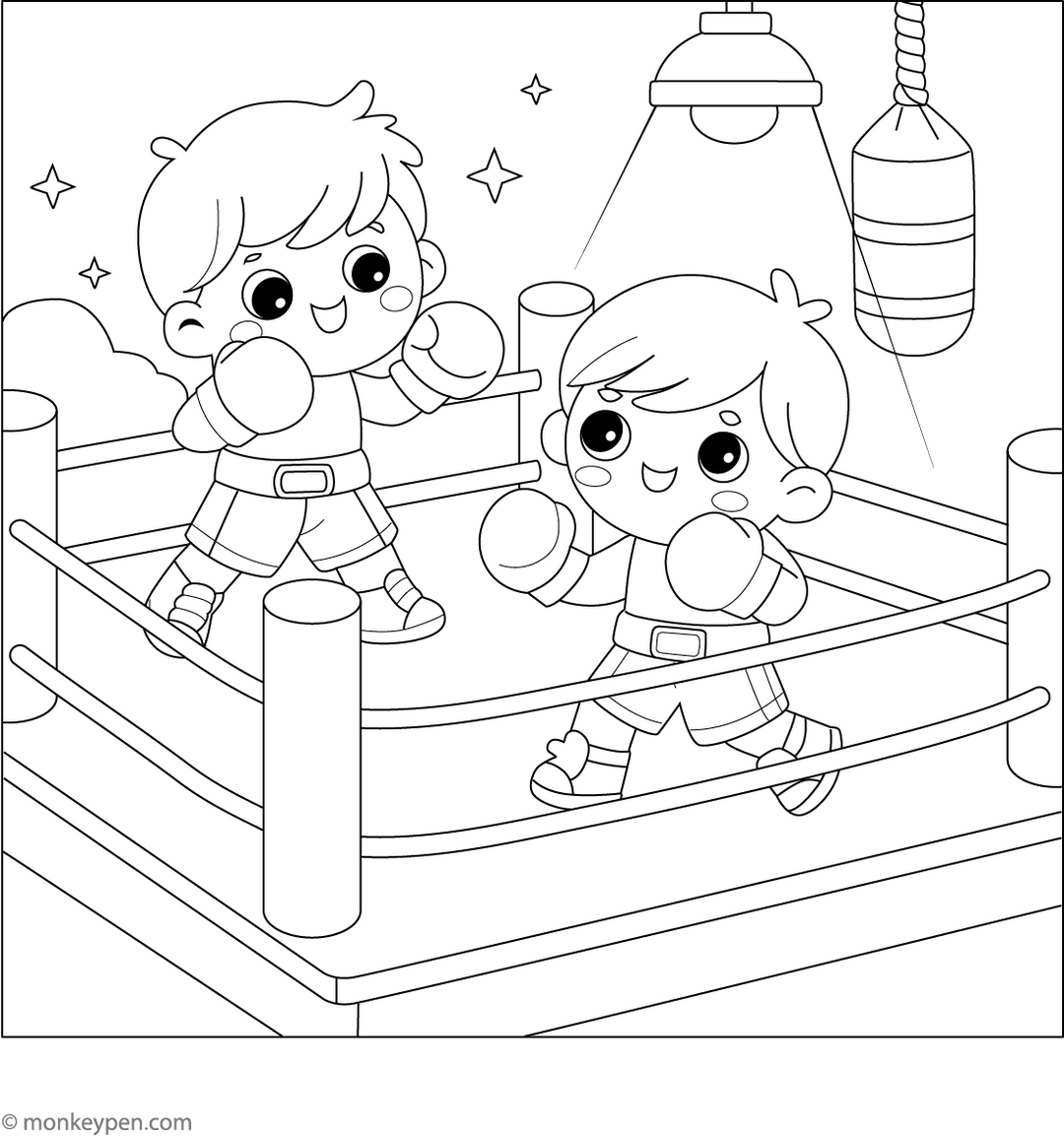 Boxing Coloring Page Printable PDF