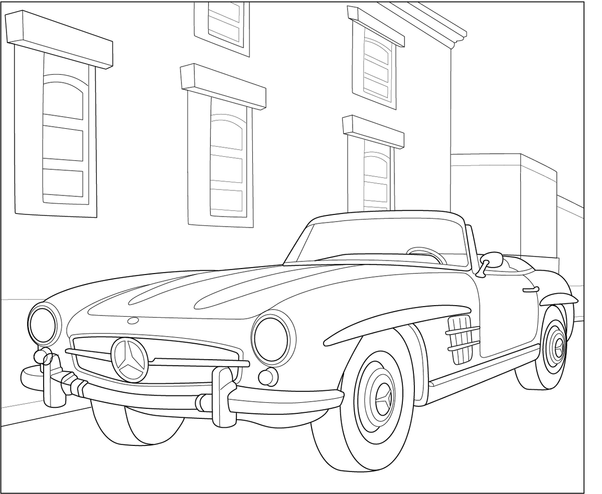Classic Convertible Coloring Page – Free Printable for Kids