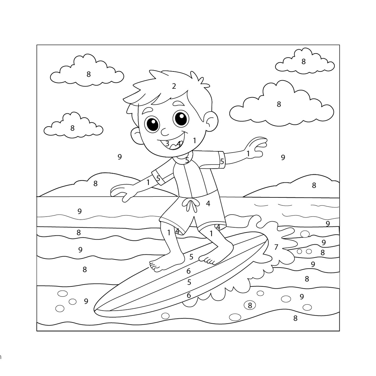 Surfing | Print & Colour – Free Pages for Kids