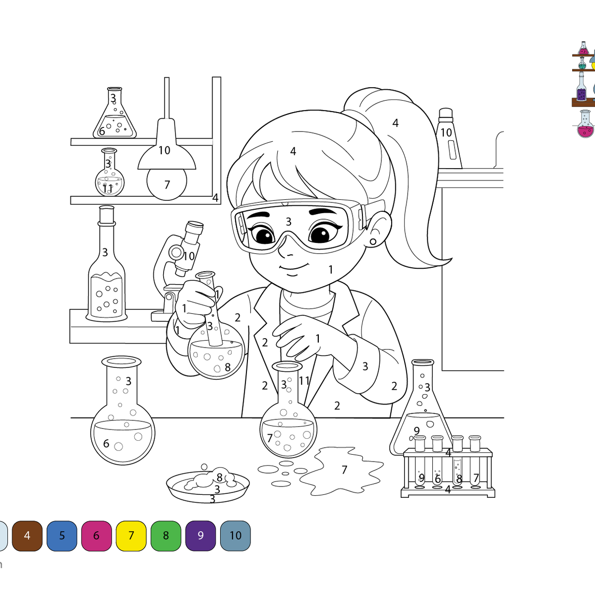 Scientist Girl | Color by Number Worksheets for Kids
