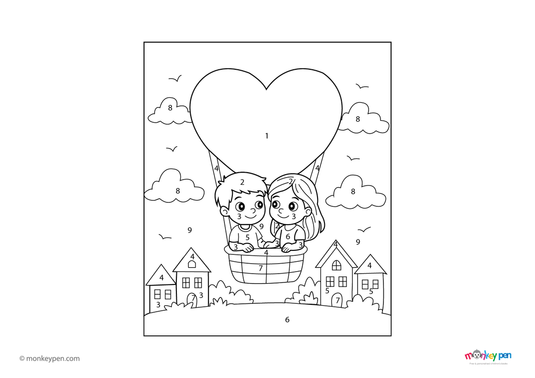 Hot Air Balloon | Color by Number Printable Activity