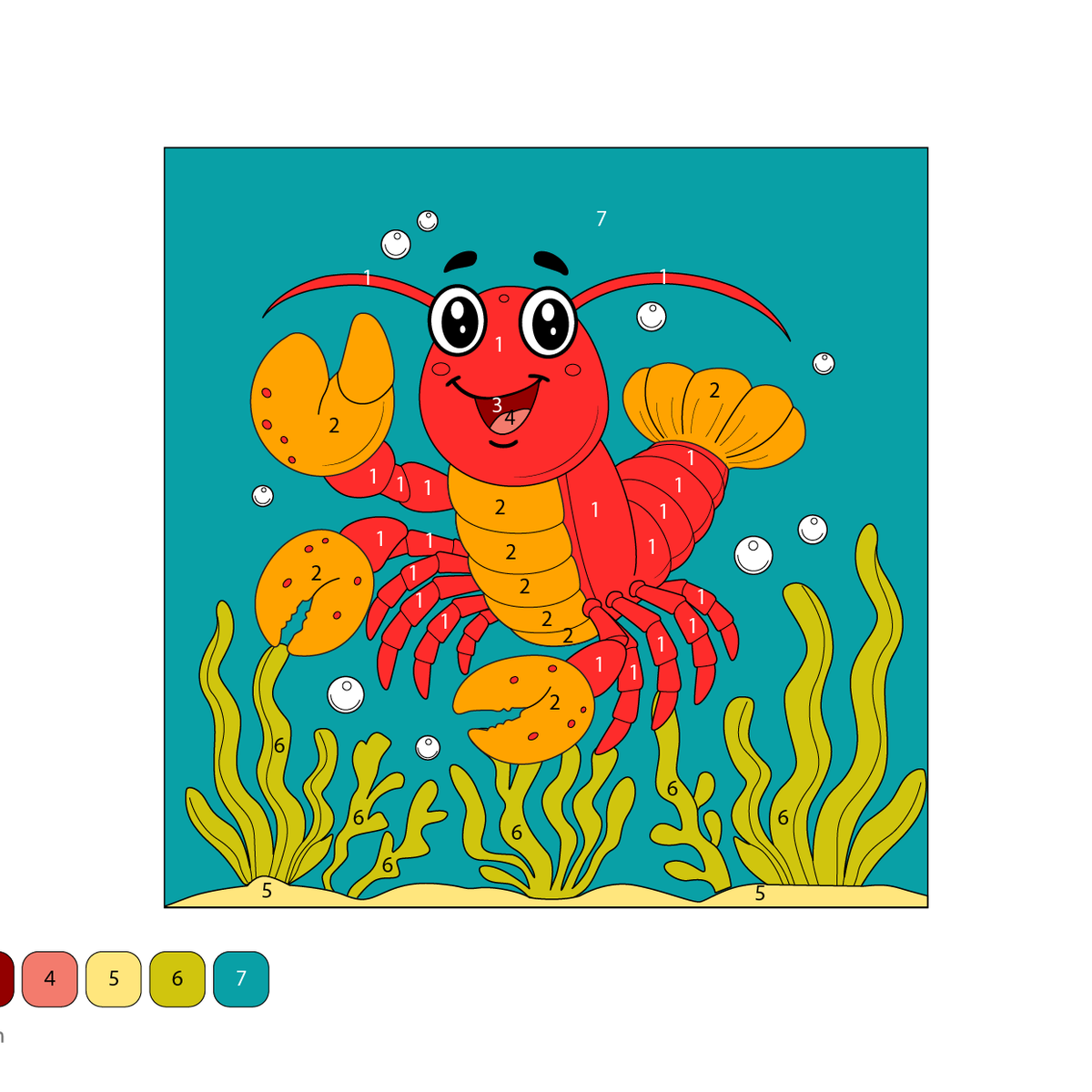 Lobster | Color by Number Kids Printable Activity