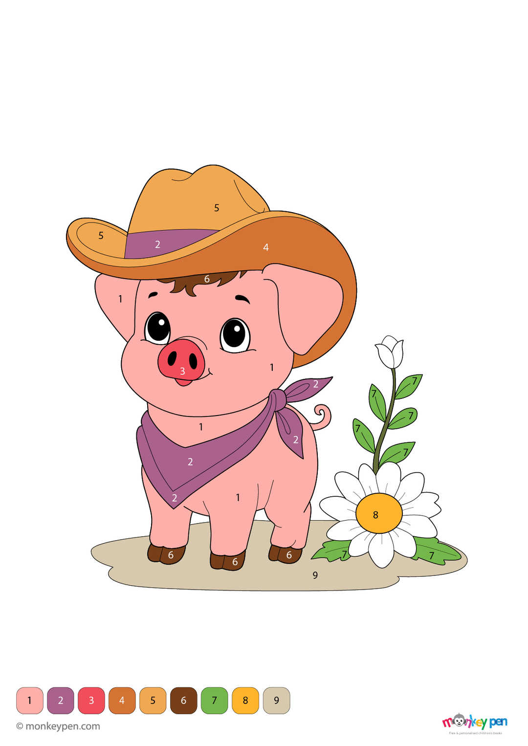Piglet | Color by Number Pages for Kids