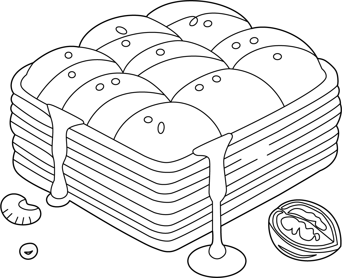 Baklava Coloring Page Free Printable PDF for Kids