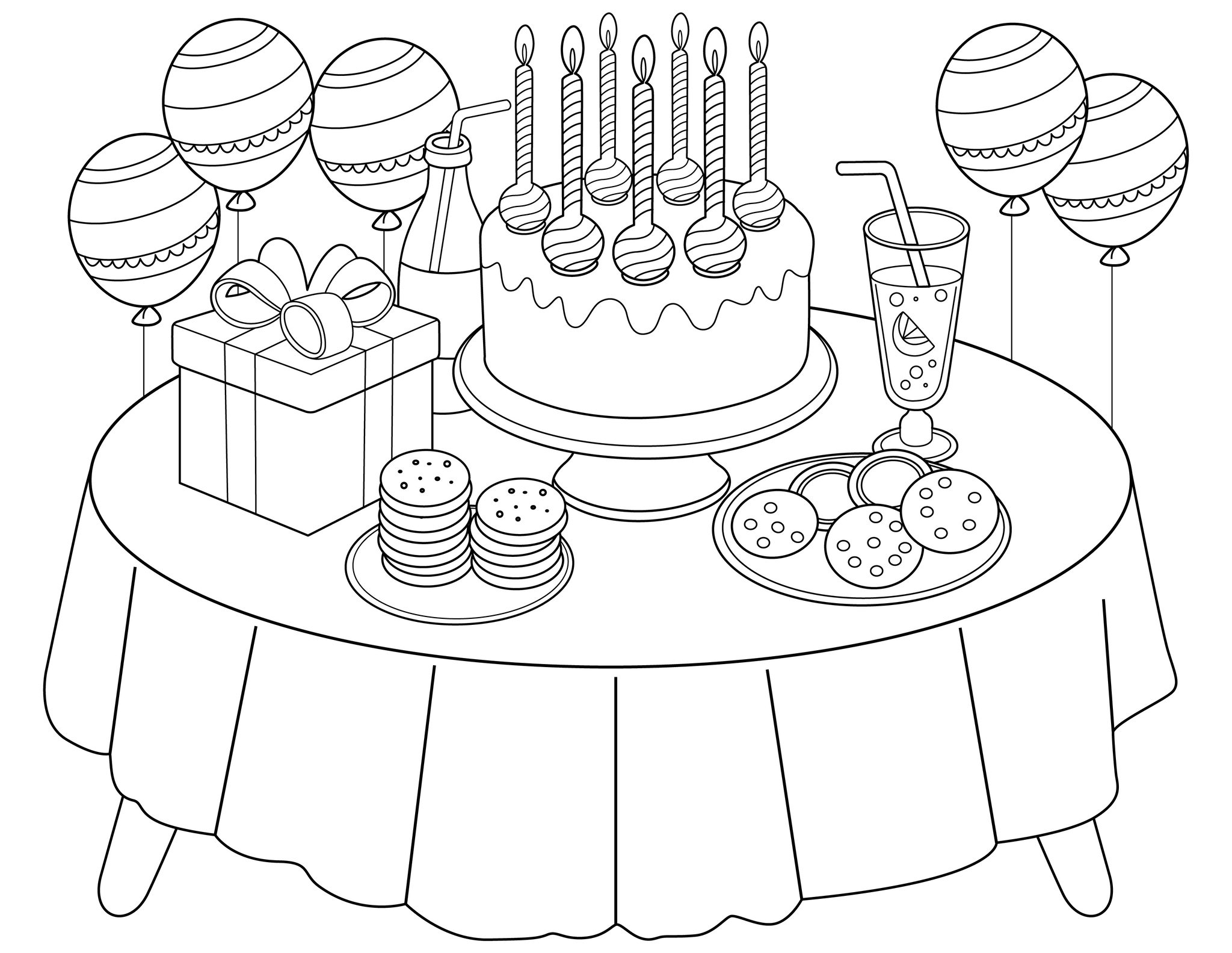 Birthday Refreshment Coloring Image