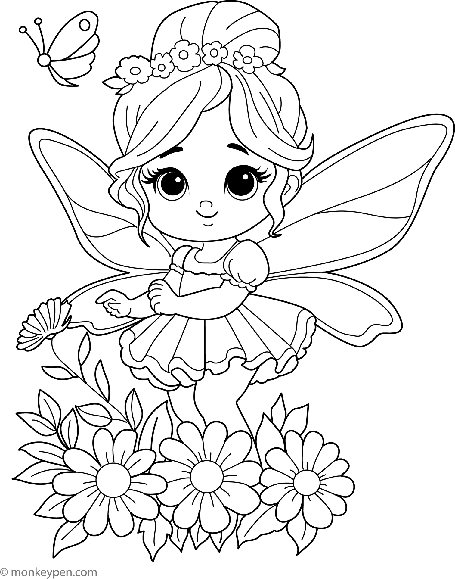 Beautiful Fairy Coloring Page – Free Printable PDF for Kids