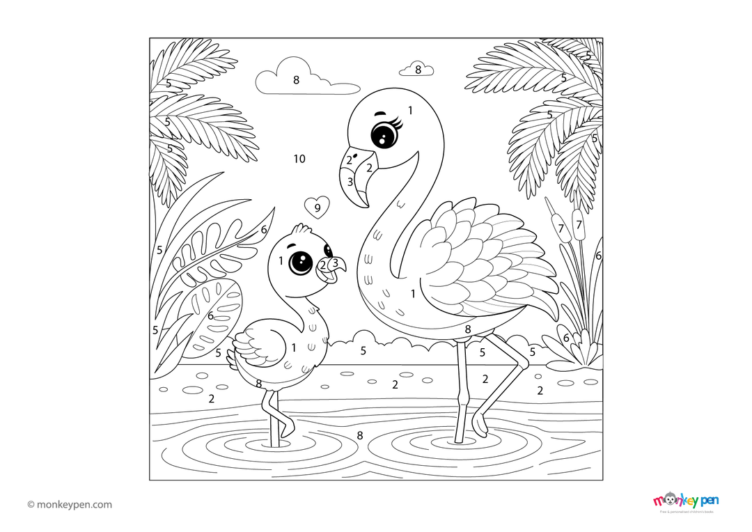 Flamingo – Color by Number Educational PDF for Kids