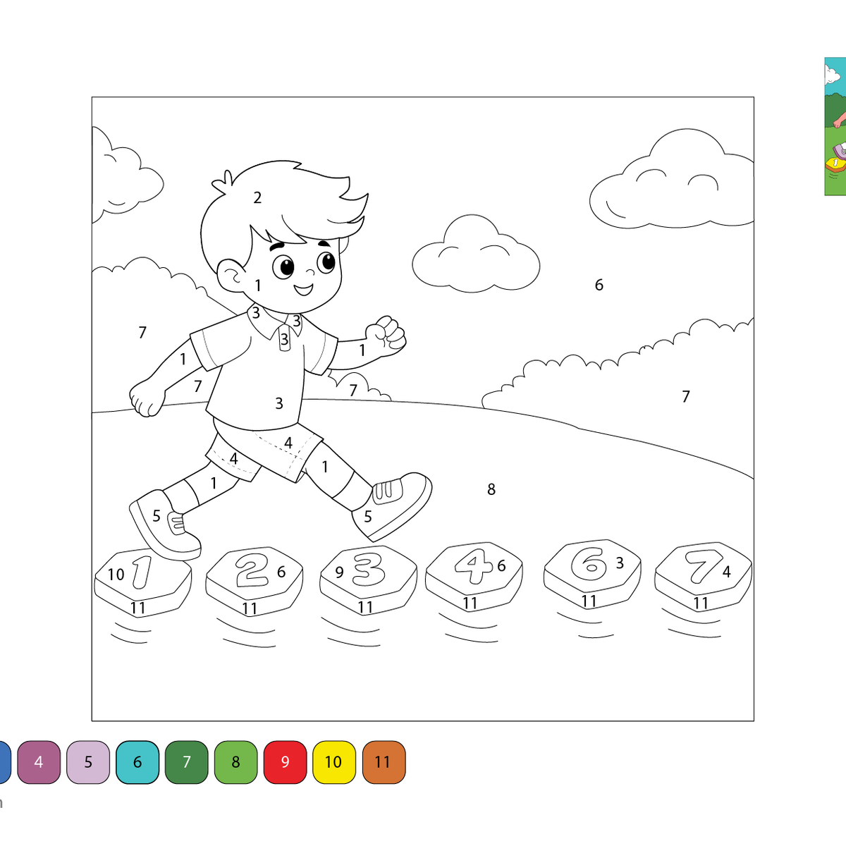 Boy Playing Color by Number – Fun and Educational Childhood Activity D