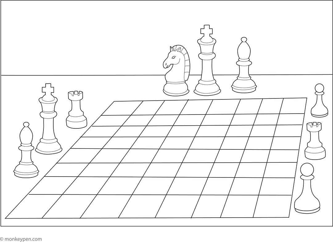 Printable Chess Board Coloring Page – Free PDF for Kids
