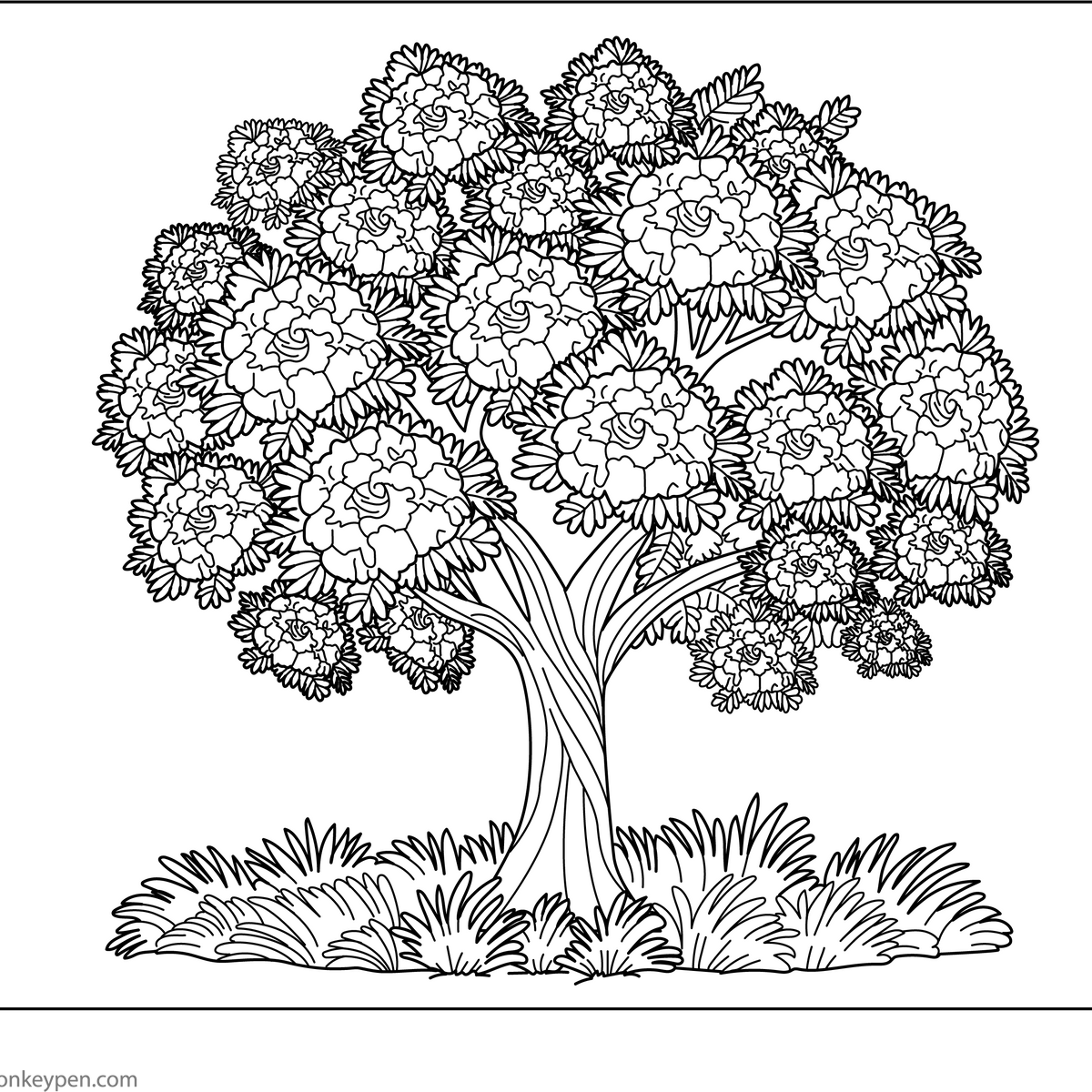 Free Printable Gulmohar Tree Coloring Page for Kids