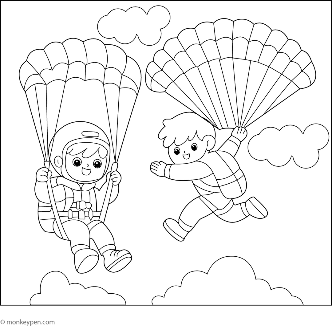 Free Printable Paragliding Coloring Page for Kids