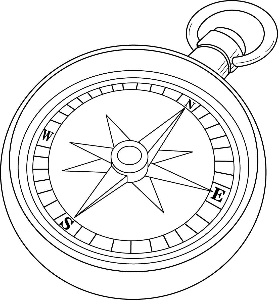Pocket Compass Coloring Page – Adventure Printable for Kids