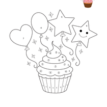Cupcake Coloring Page | Sweet Dessert Printable for Young Kids