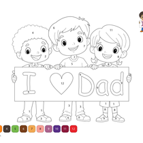 Kids Holding I Love Dad Banner Color by Number – Family Fun Download