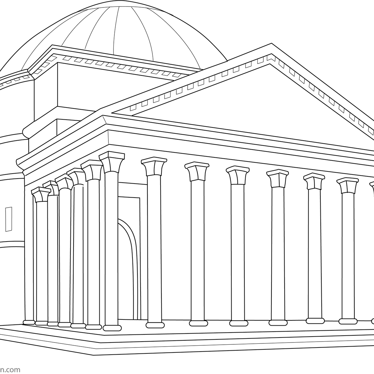 Printable The Pantheon Coloring Page – Free PDF for Kids