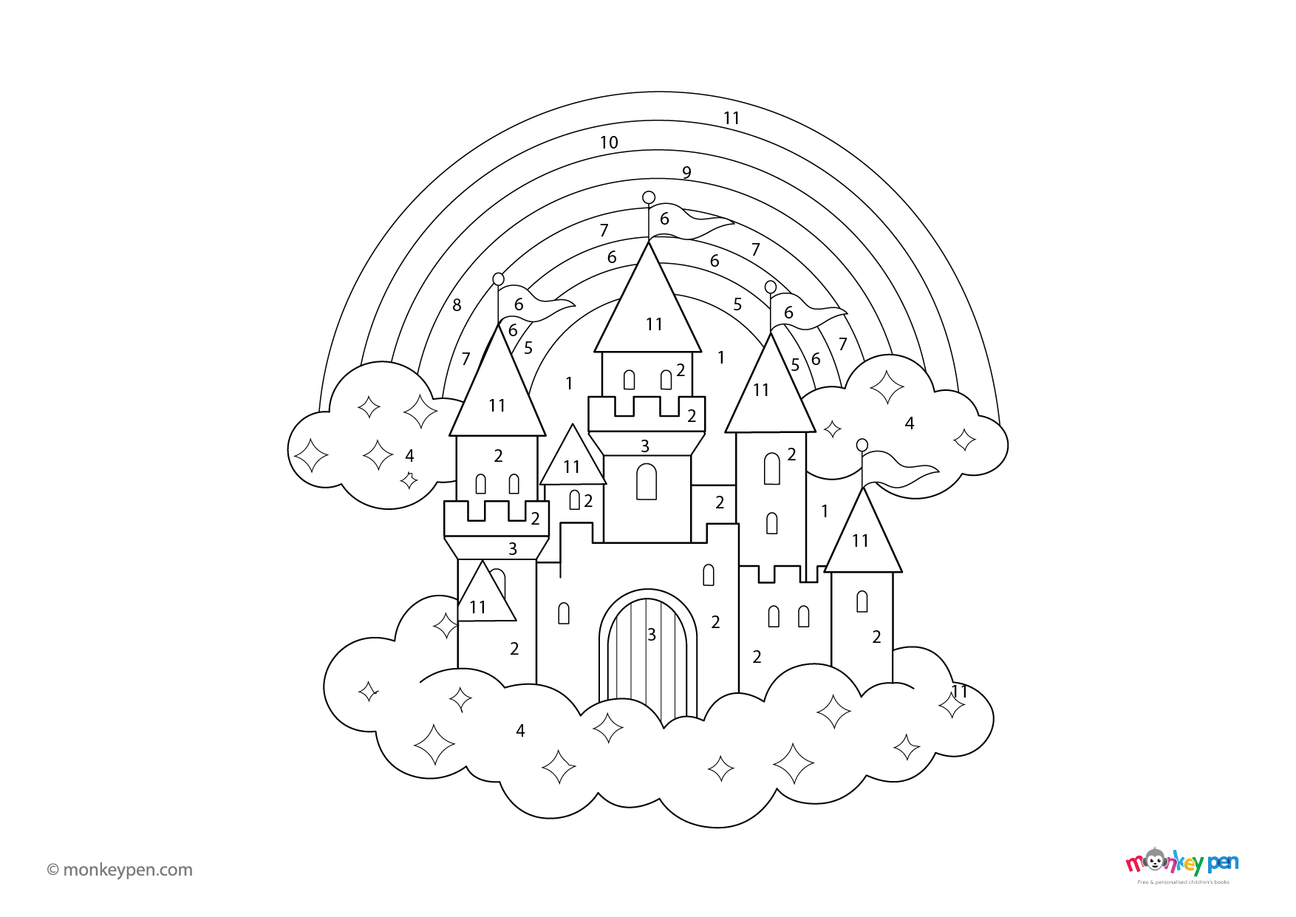 Castle Color by Number – Kids Adventure Coloring Page