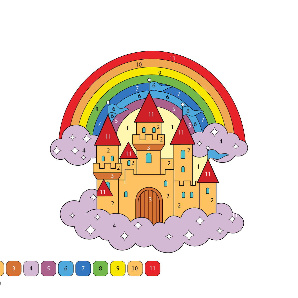 Castle Color by Number – Kids Adventure Coloring Page