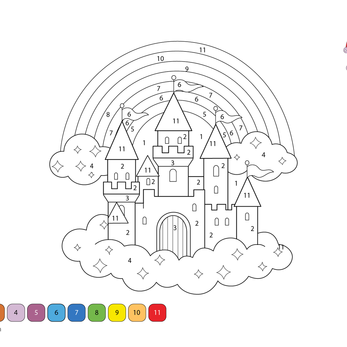 Castle Color by Number – Kids Adventure Coloring Page