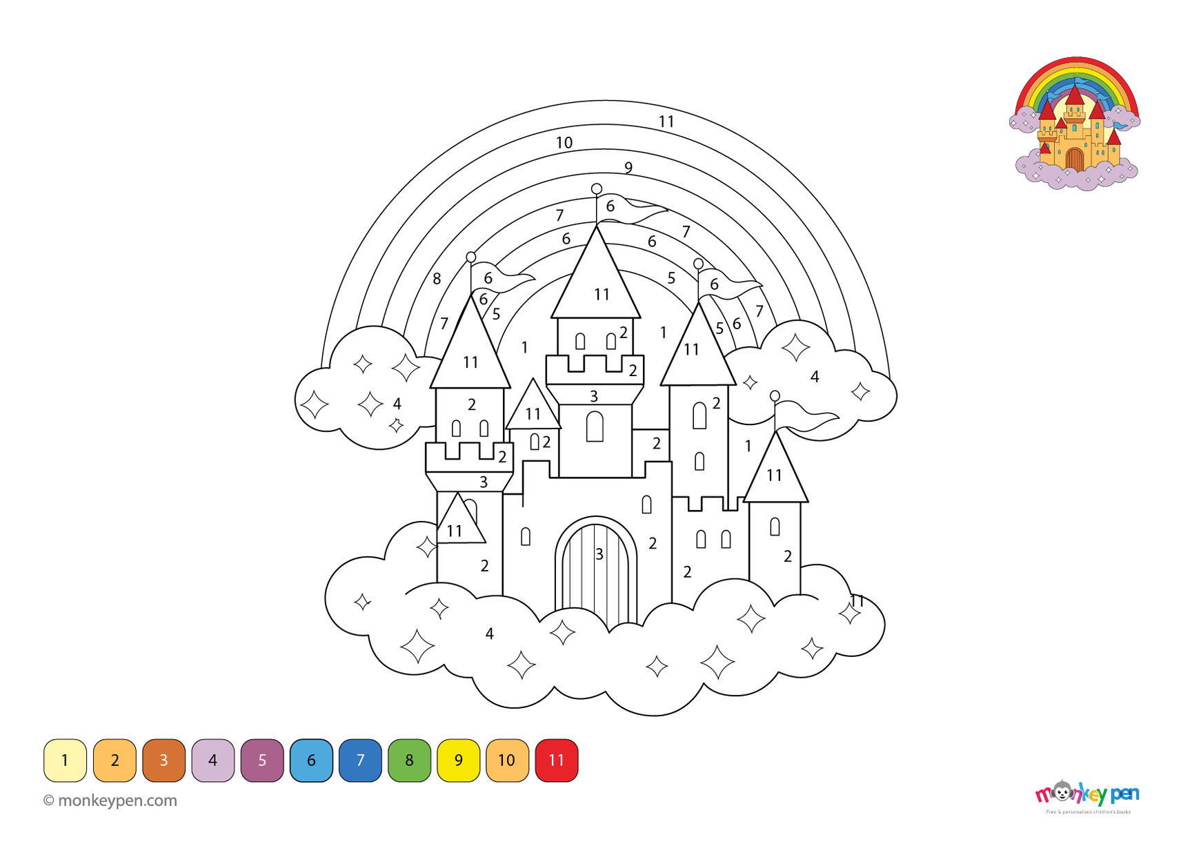 Castle Color by Number – Kids Adventure Coloring Page