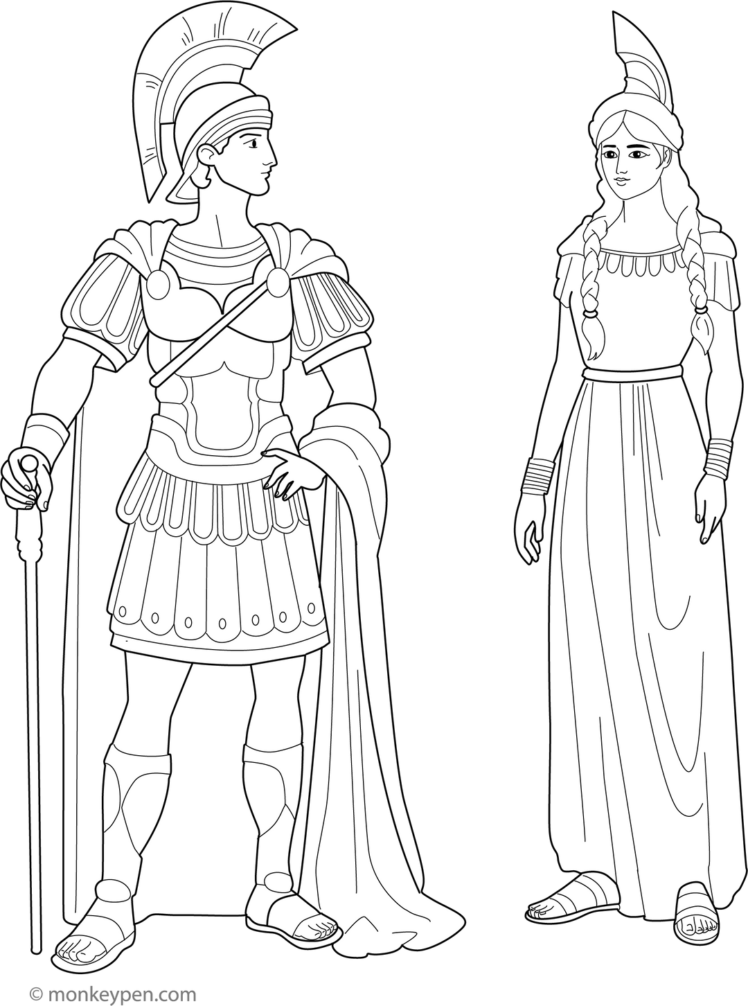 Roman Costume Coloring Page – Ancient Outfit Printable for Kids