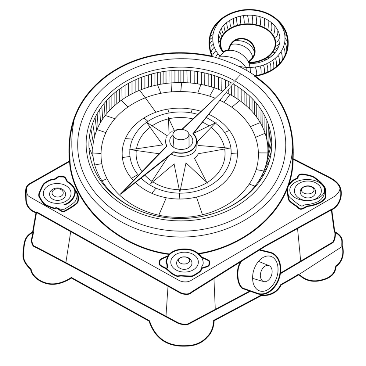Chinese Compass Free Coloring Page Printable PDF