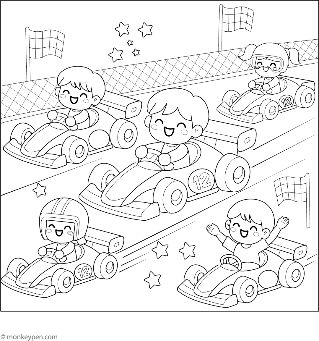 Motor Racing Coloring Page