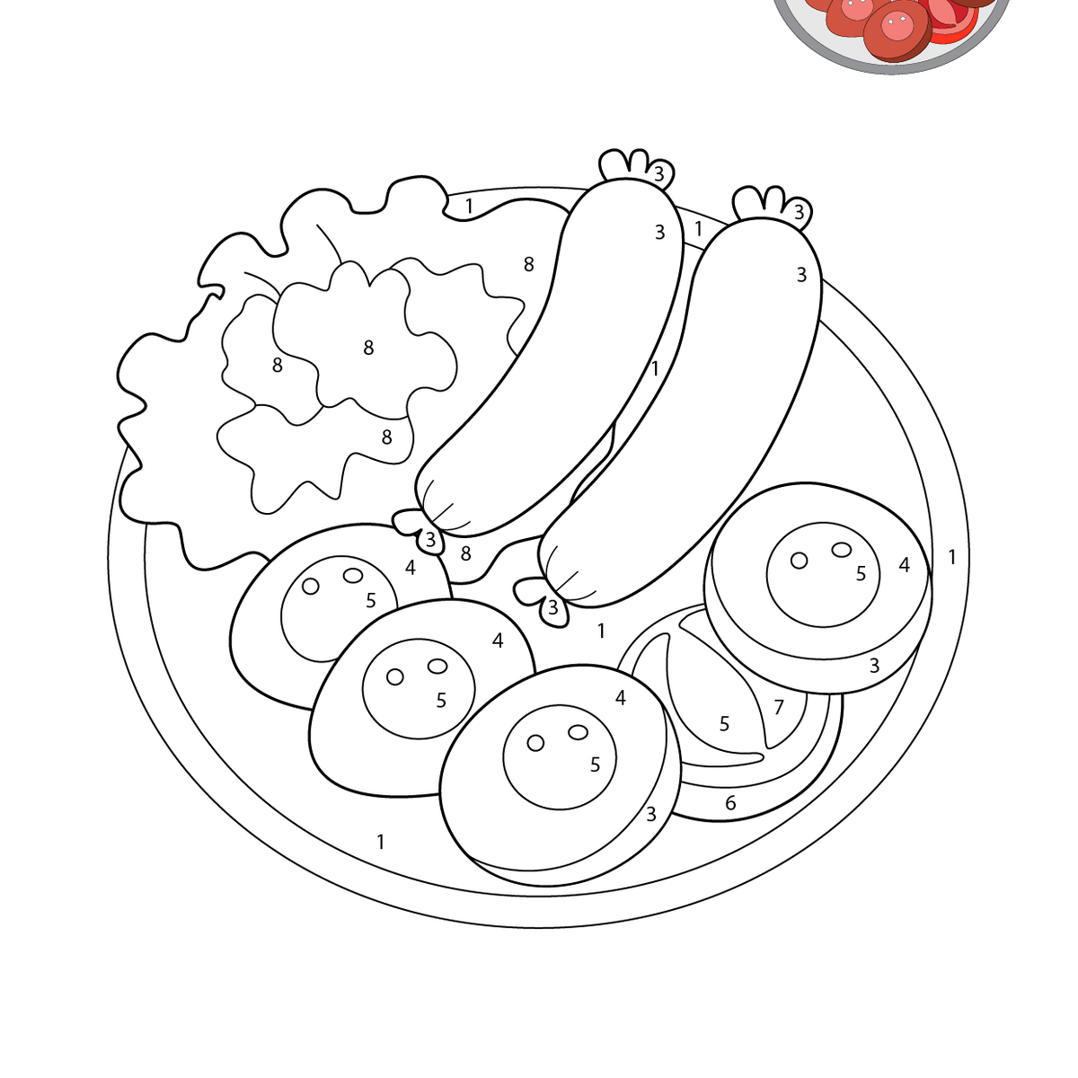 Sausage Color by Number | Food Fun Download