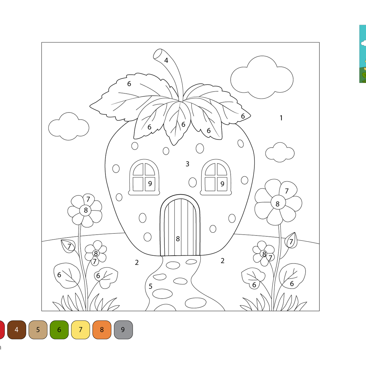 Strawberry House | Magical Color by Number Activity to Download