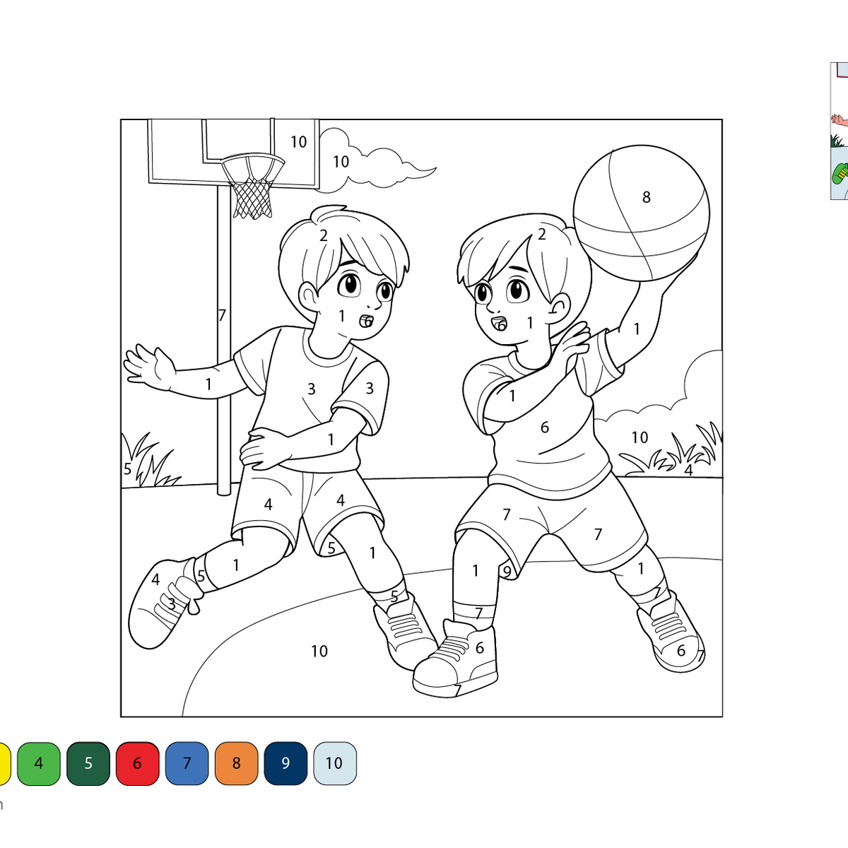 Basketball Color by Number | Fun Sports Printable for Kids