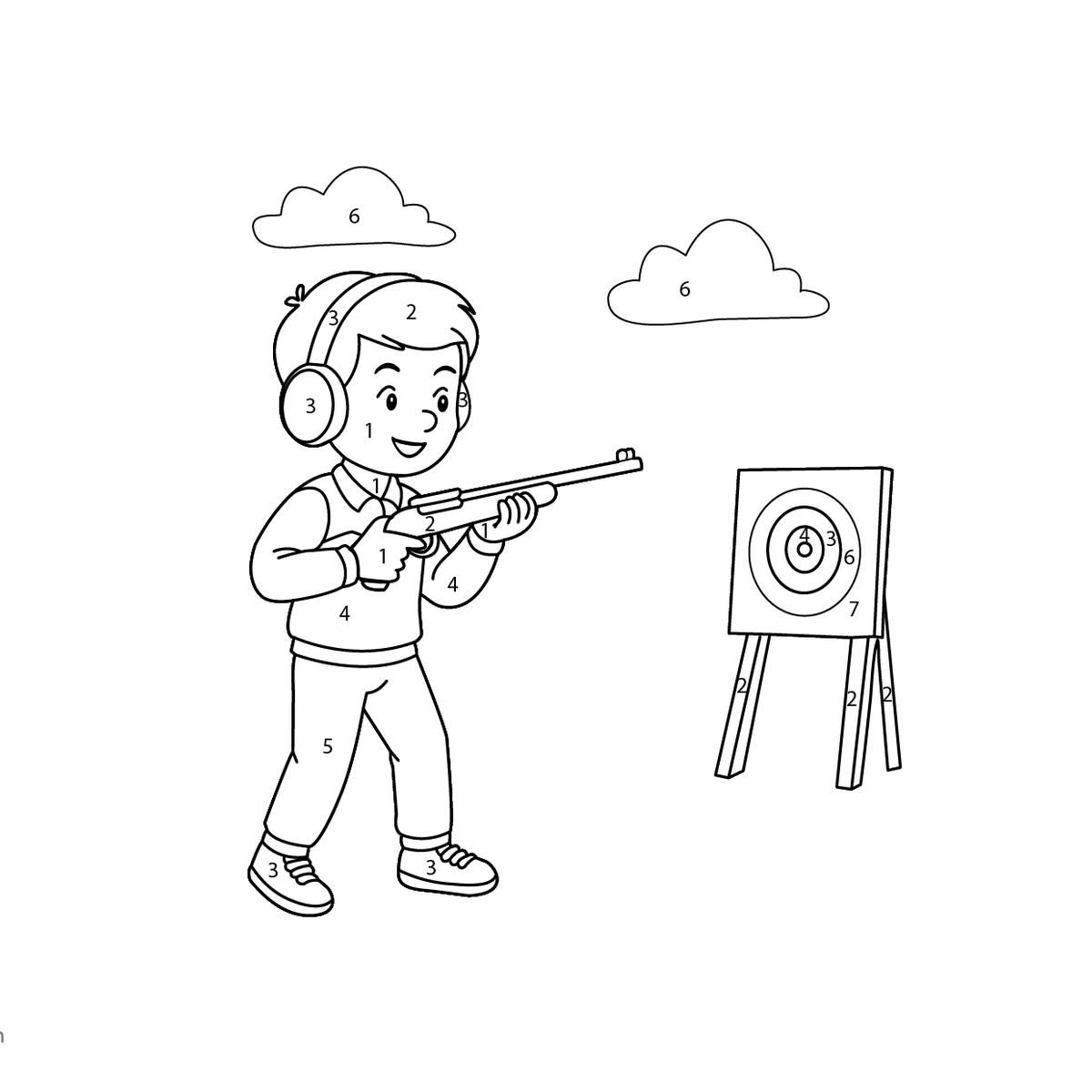 Shooting Game Color by Number | Play-Themed Printables for Children