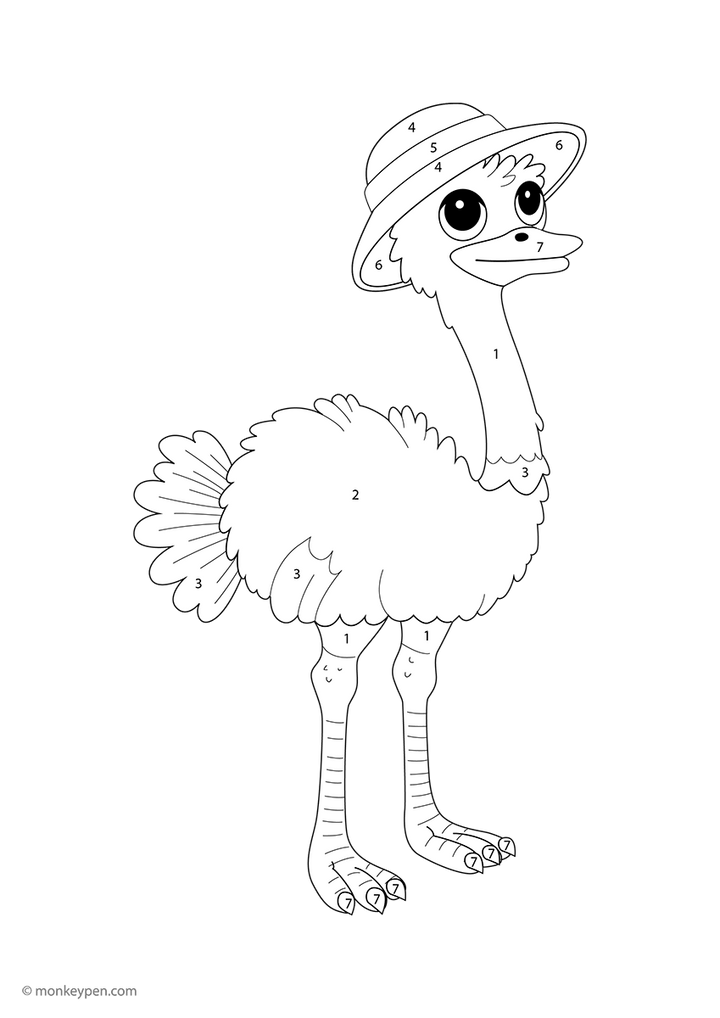 Ostrich Coloring Book – Free Kids Coloring Page PDF