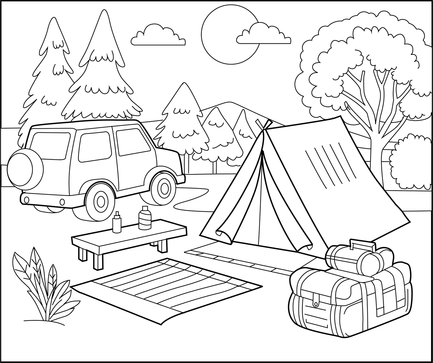 Outdoor Camping Coloring Page
