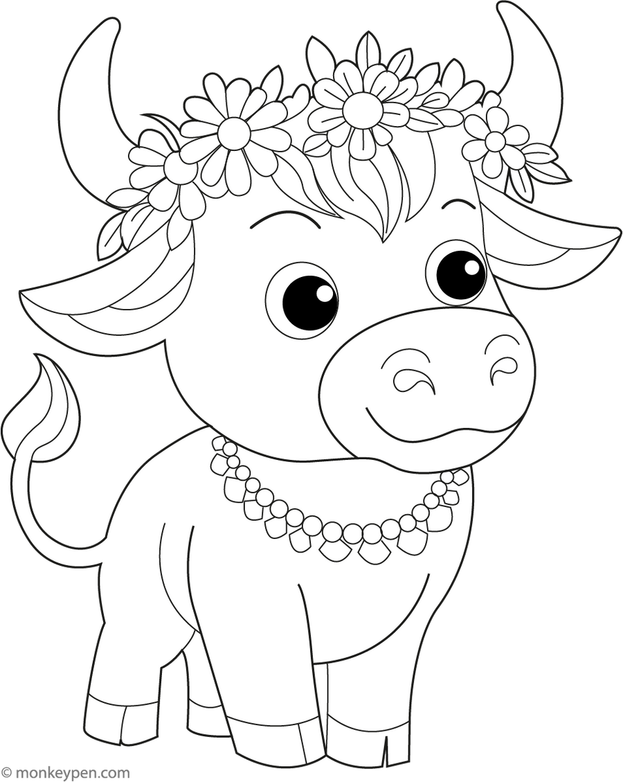 Downloadable Bull Coloring Book