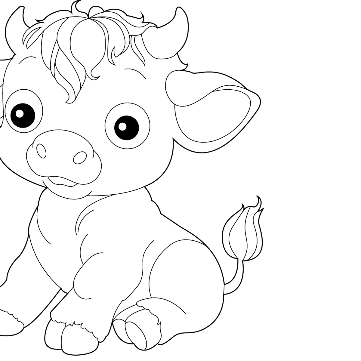 Baby Bull Coloring Page – Fun Farm Animal Activity for Kids