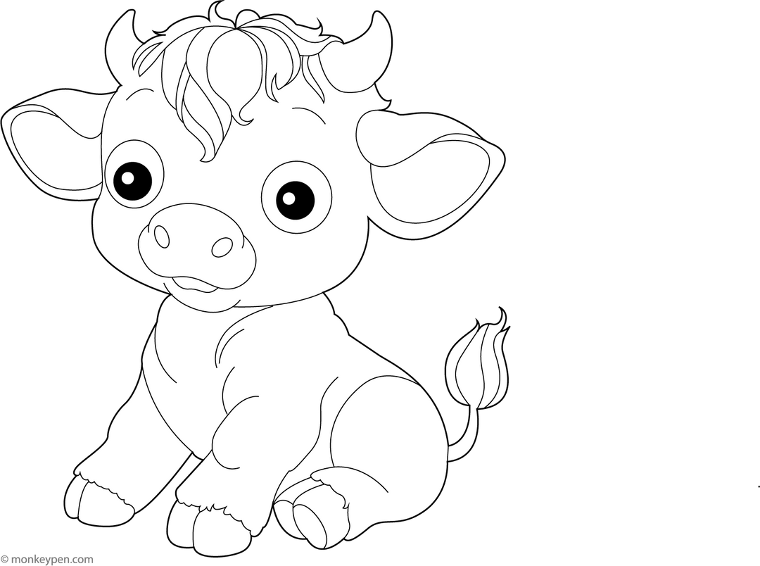 Baby Bull Coloring Page – Fun Farm Animal Activity for Kids