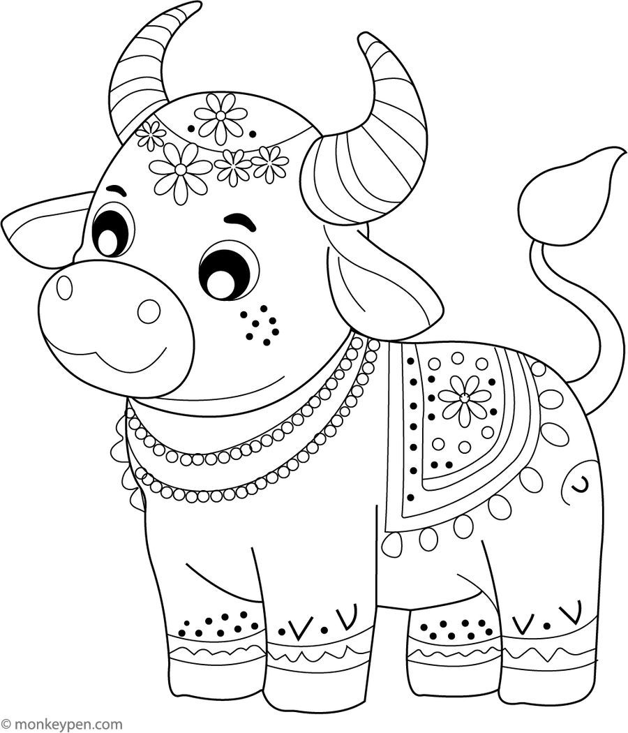 Downloadable Bull Coloring Book for Kids