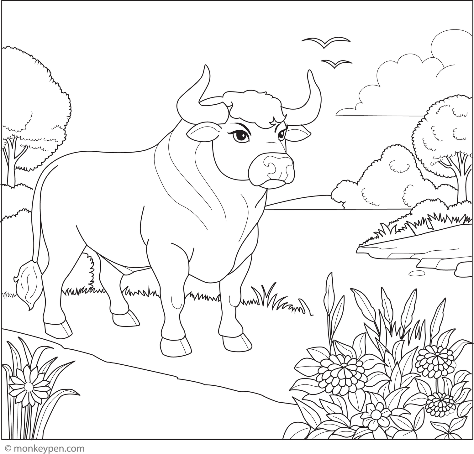 Bulls Coloring Pages – Free Printable for Kids