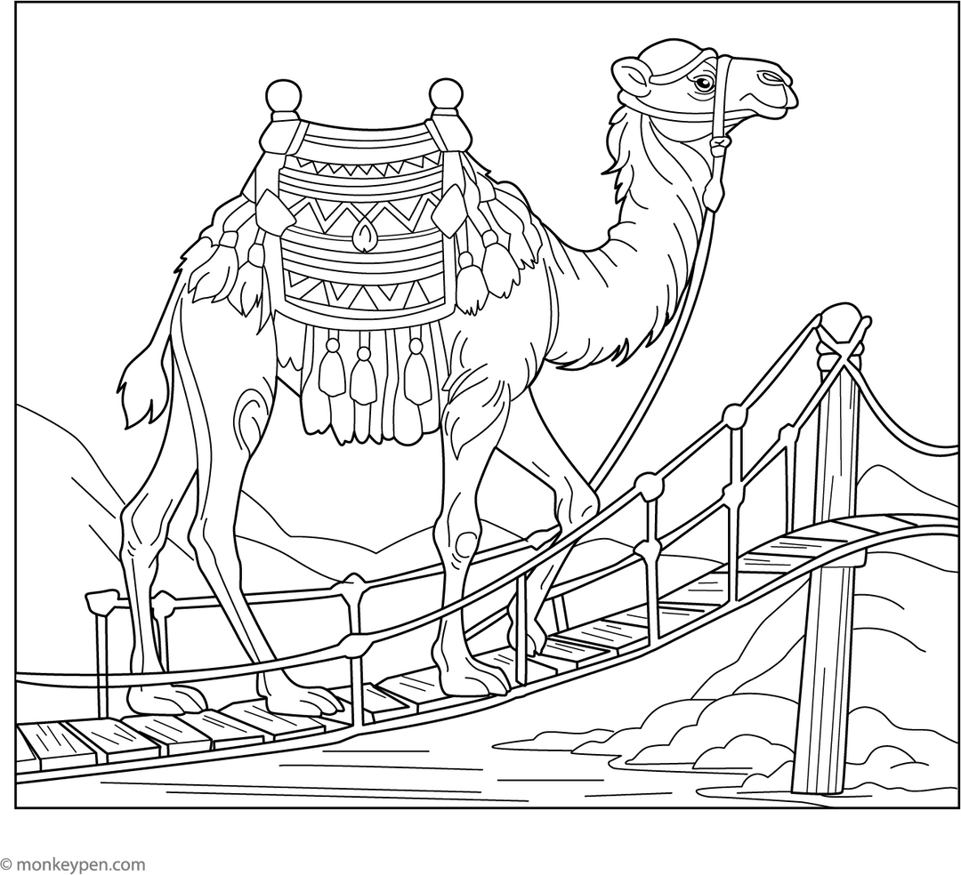 Camel Crossing Rope Bridge