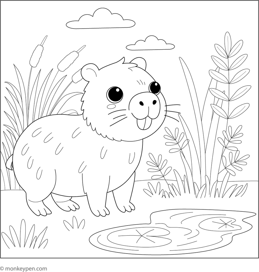 Capybara Coloring Book - Free Printable PDF